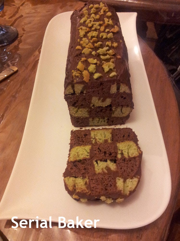 Cake damier chocolat-pistache