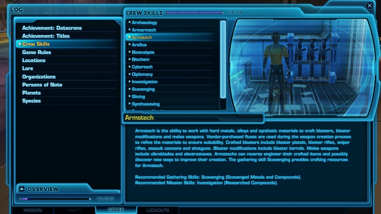 Spider Love: SWTOR Crafting Cheat Sheet