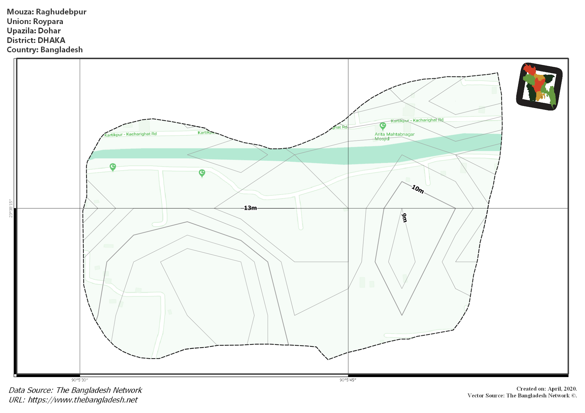 Map of Raghudebpur Mouza, Dohar, Dhaka