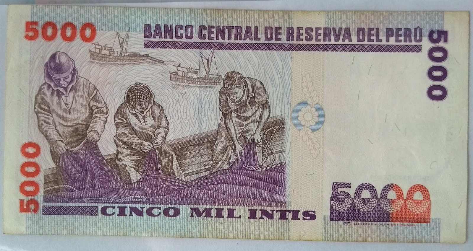 Coleccion de billetes y monedas (numismatica): 5000 intis Perú 1988 / ...