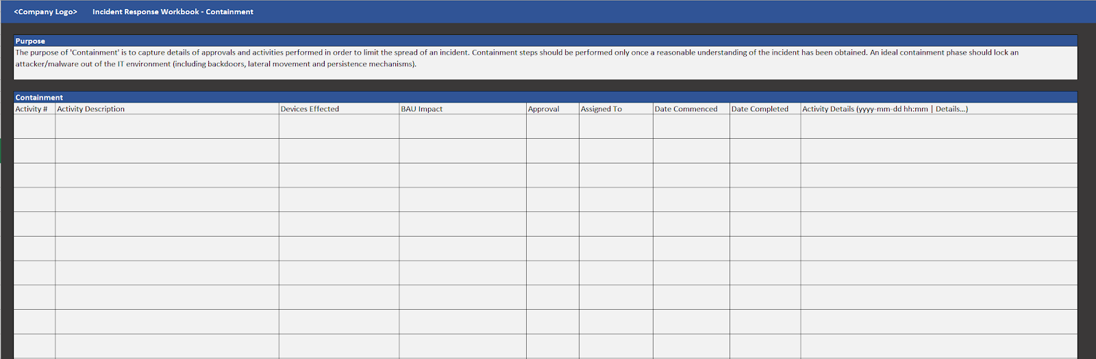 Free Incident Response Management and Documentation Workbook