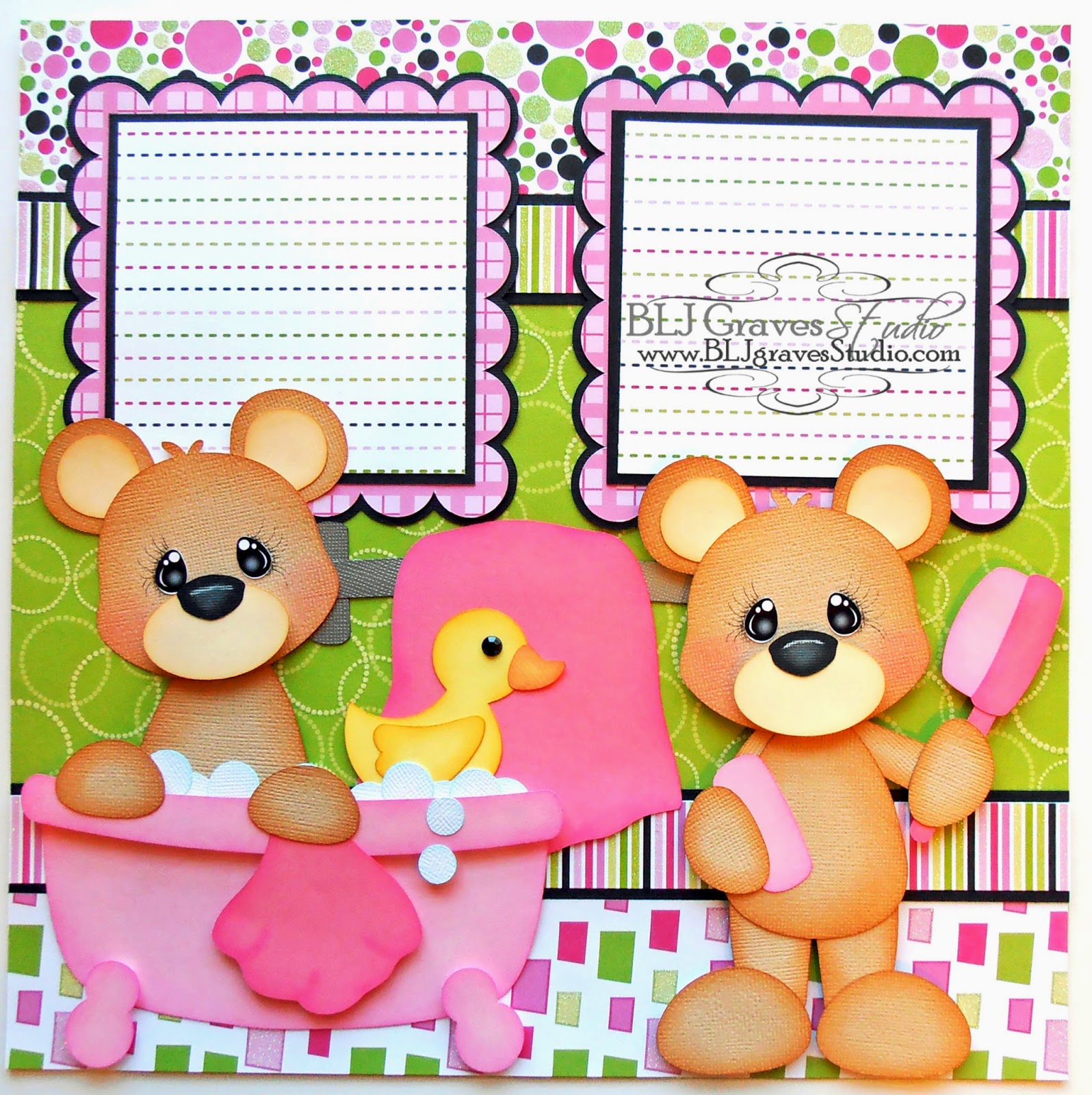 BLJ Graves Studio: Bath Time Bears Scrapbook Pages