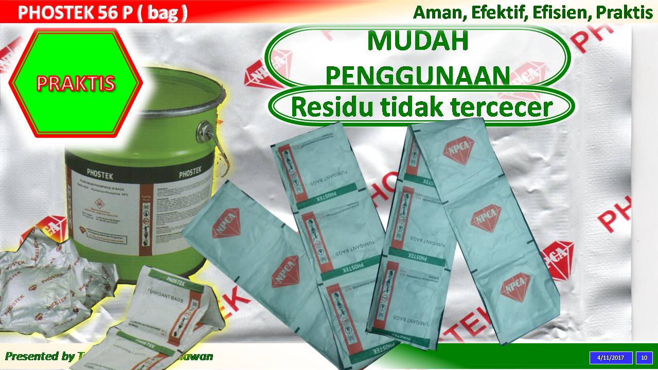 NPCA talk: It's Safe, It's Efisien, It's Versatile, This is Phostek bag