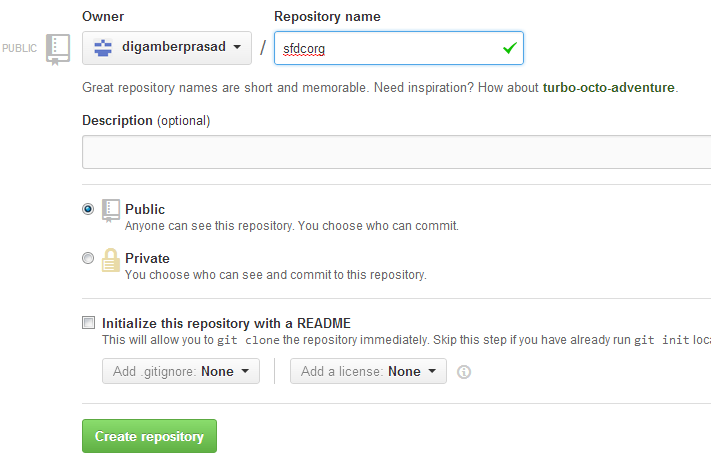 Add Salesforce project to a new Git repository