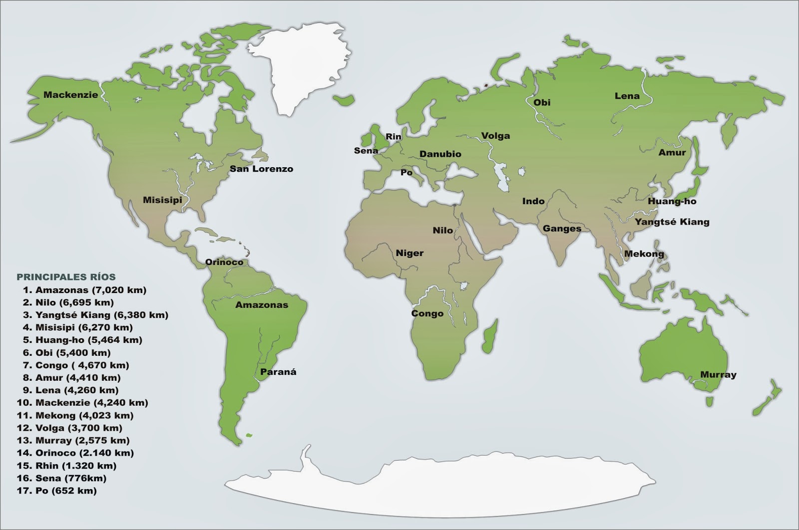 Me gustan las Sociales: Planisferio Físico. 1º ESO.