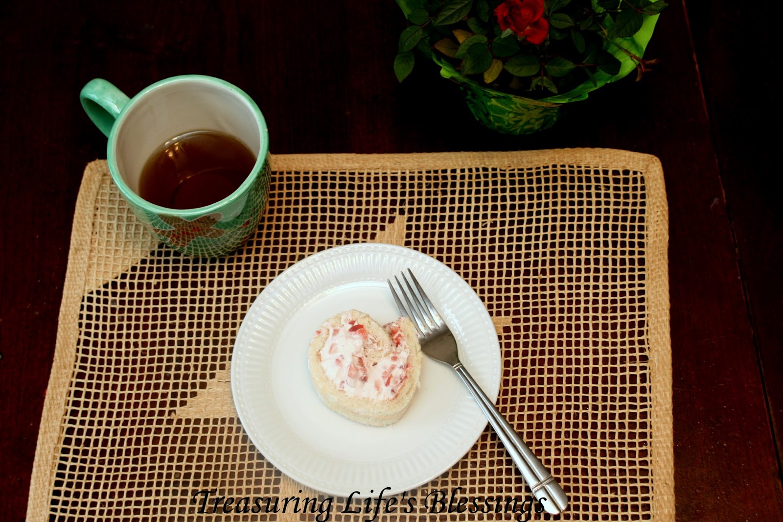 Strawberries and Cream Angel Food Cake Roll - Treasuring Life's Blessings