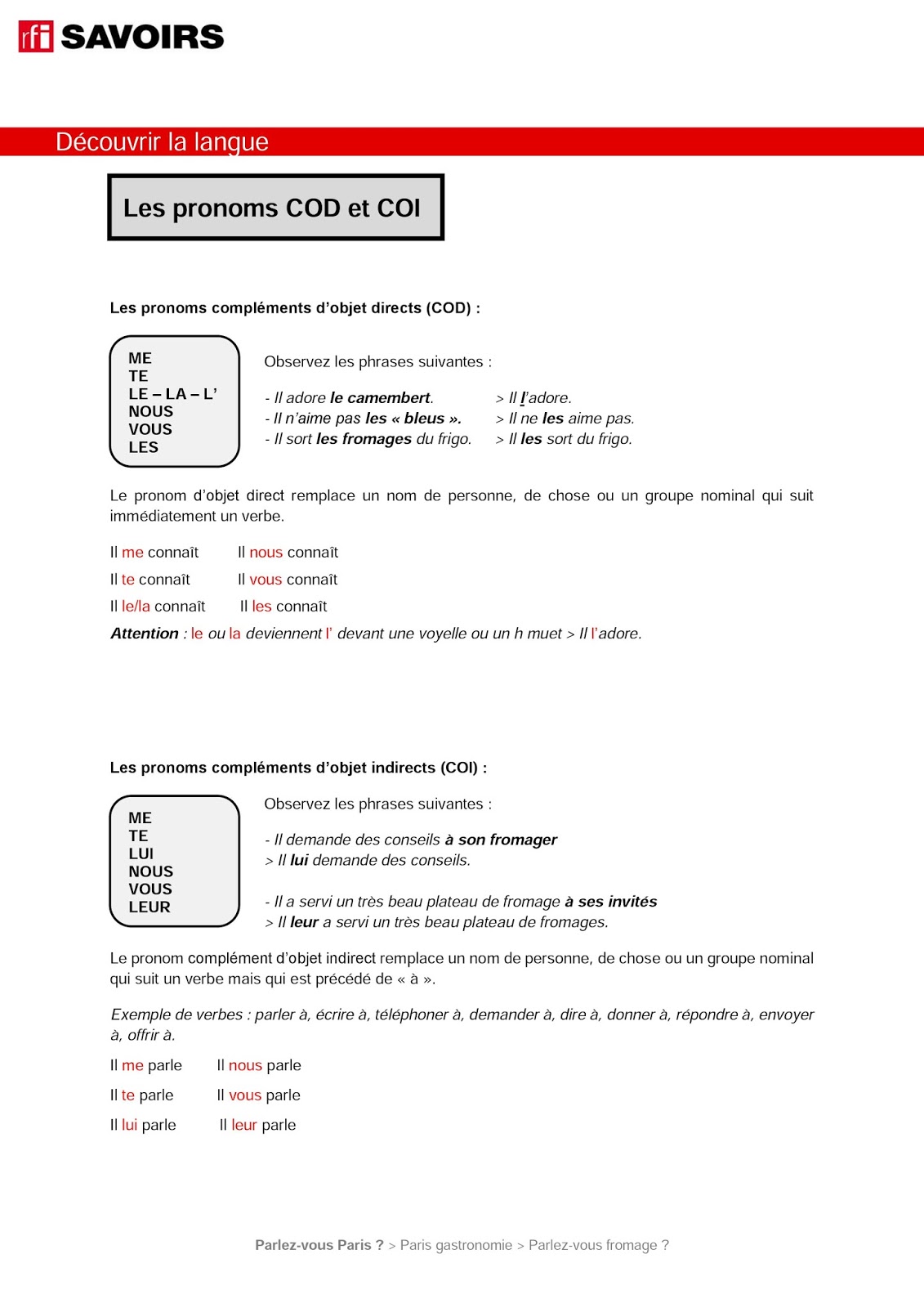 Francuski przy kawie - język francuski: COD i COI