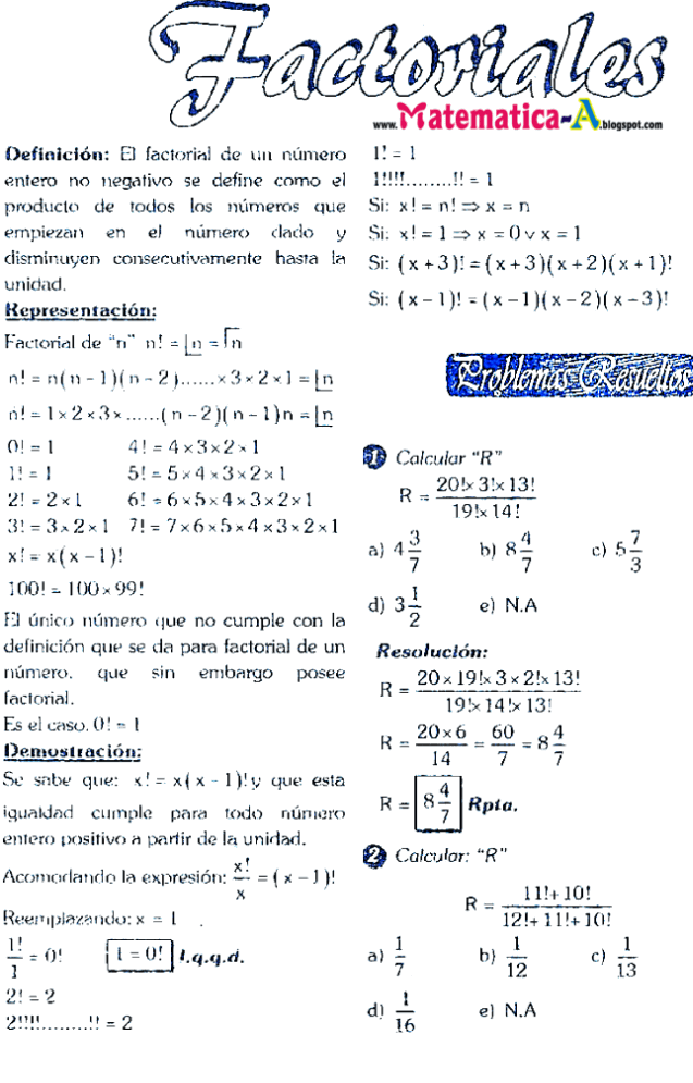 FACTORIALES CONCEPTOS Y EJERCICIOS DESARROLLADOS ~ MATEMATICAS ...