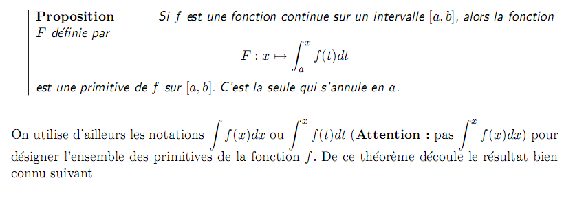 Primitive d’une fonction continue