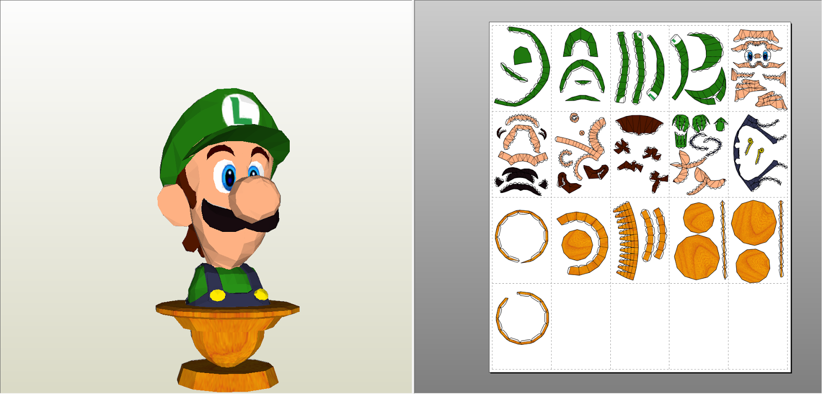 Papercraft Busto Luigi - Unfold Brazil