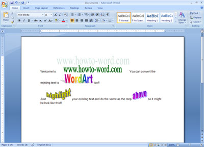 How to add Word Art in Microsoft Word 2007 | How to Word