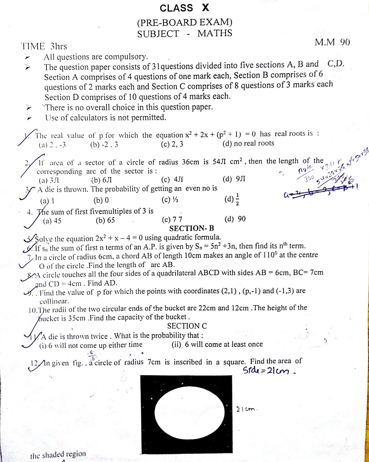 ANILRATIA CBSE CLASS 10TH MATHS PRE BOARD QUESTION PAPER ANILRATIA CBSE CLASS 10TH MATHS PRE BOARD QUESTION PAPER