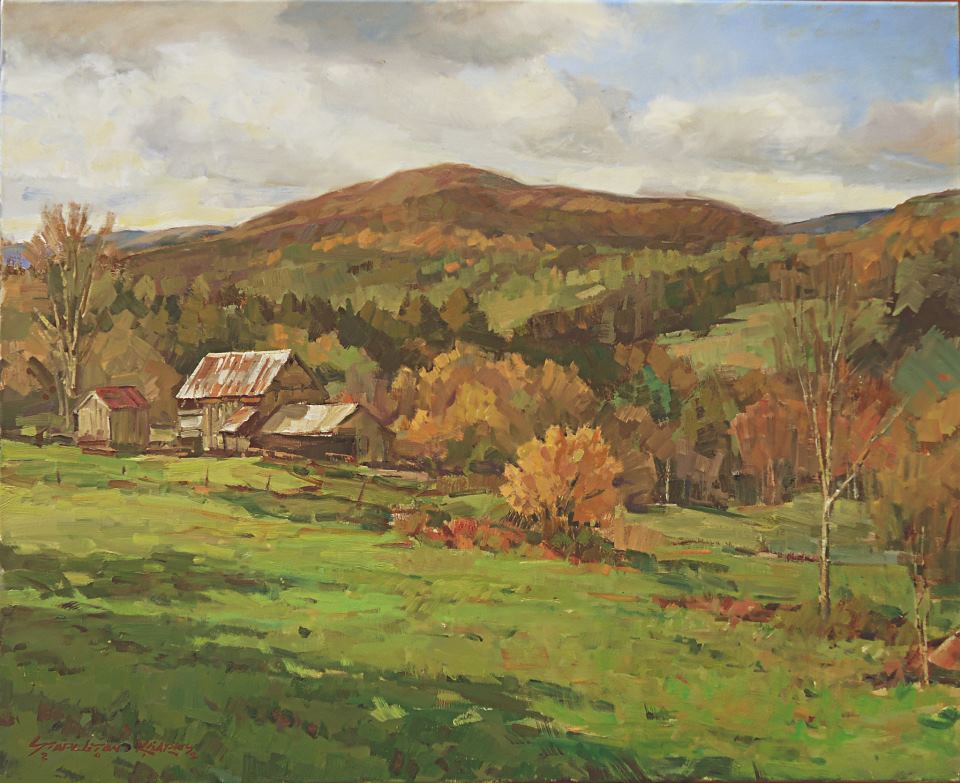 Stapleton Kearns: Diagonally receding perspective in a landscape