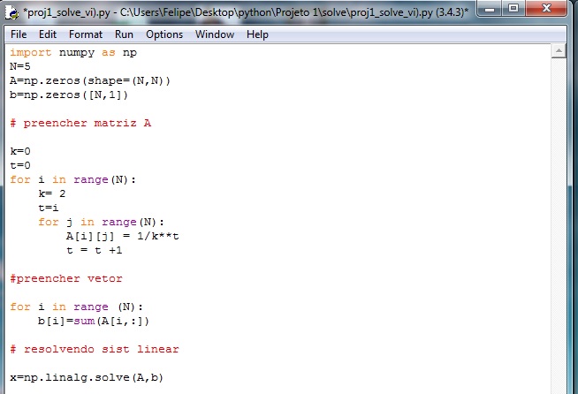 Tutorial turma python 2015: Sistemas Lineares (projeto 1)