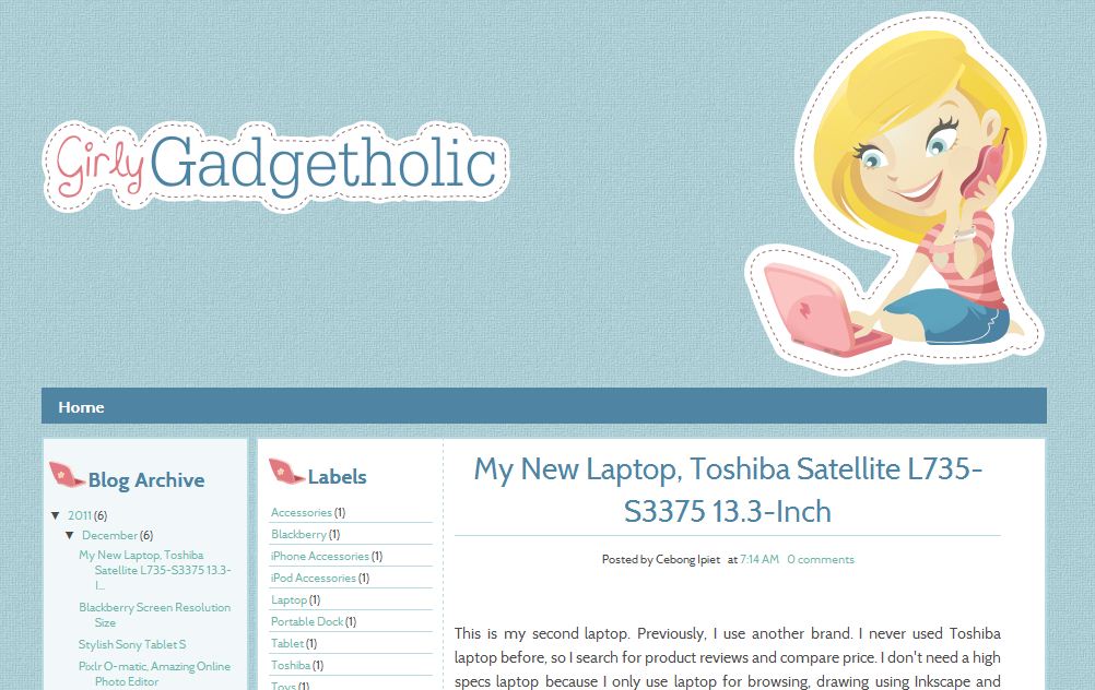 Custom Cute Blog Design: Girly Gadget Template