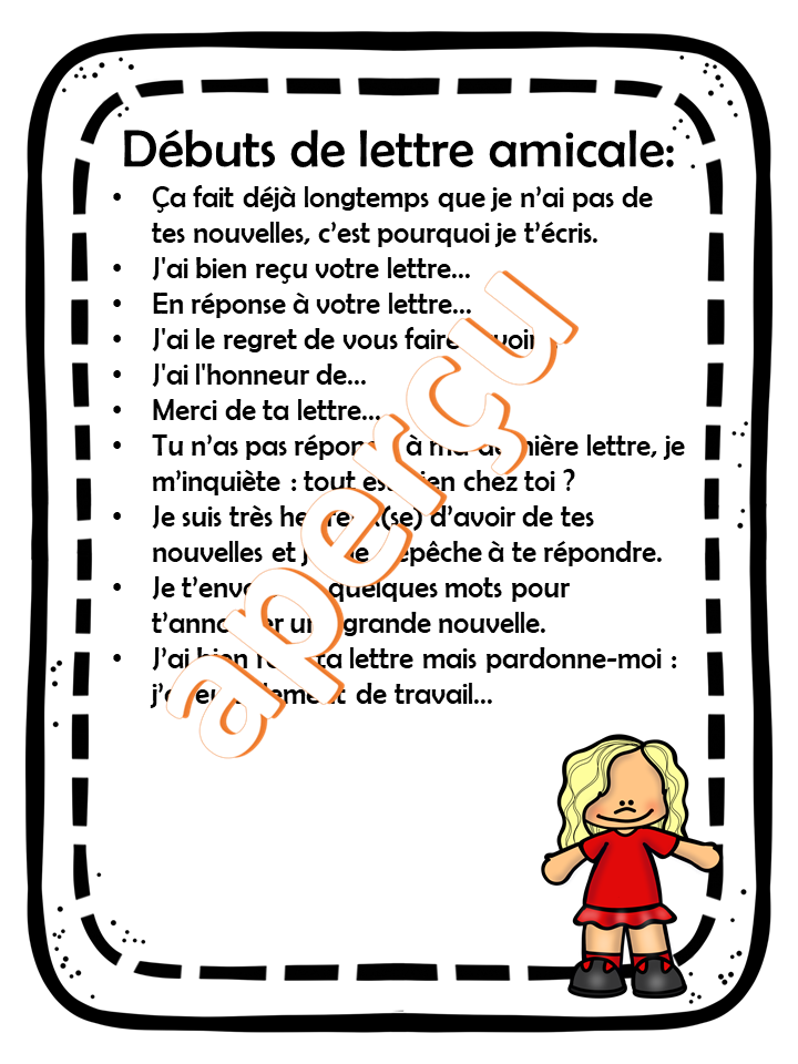 la classe de caro.: Écrire une lettre amicale - Écriture créative