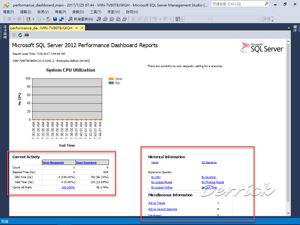 德瑞克：SQL Server 學習筆記: [SQL Server] Performance Dashboard Reports - CPU ...
