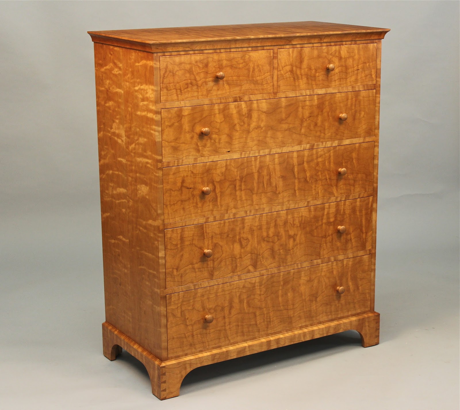 Doucette and Wolfe Fine Furniture Makers: Curly Cherry Chest of Drawers