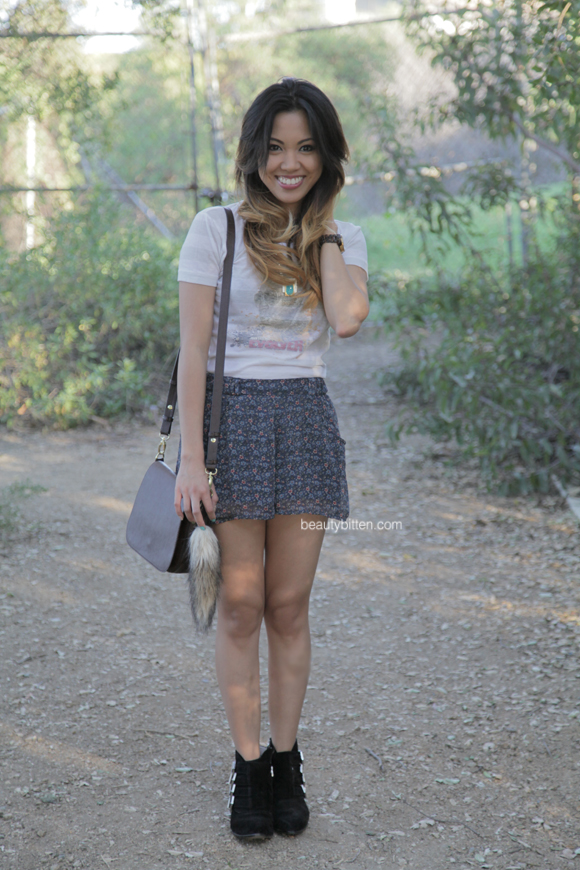 Lookbook: Floral Shorts and "Band" Tee | beautybitten | a personal ...