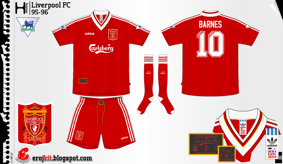 Kit Design, by eroj: 1995-96 Liverpool (Home, Away e Third)
