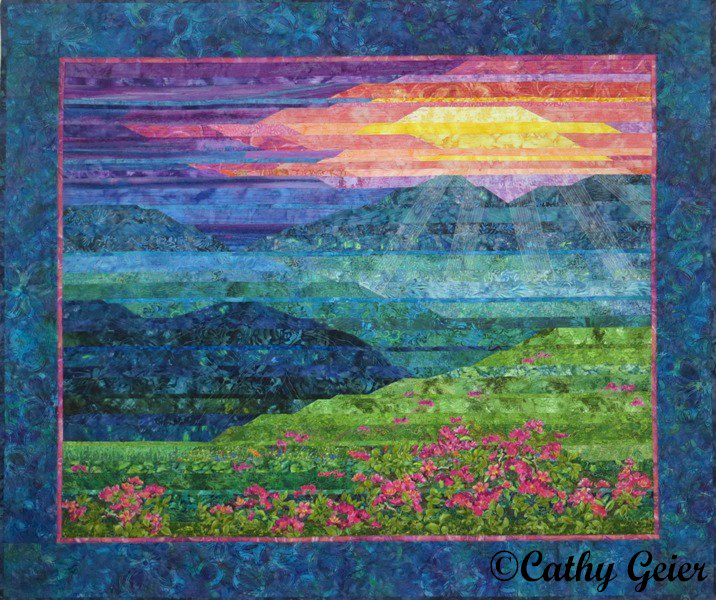 Cathy Geier's Quilty Art Blog: Making Blue Ridge Mountain Sunset