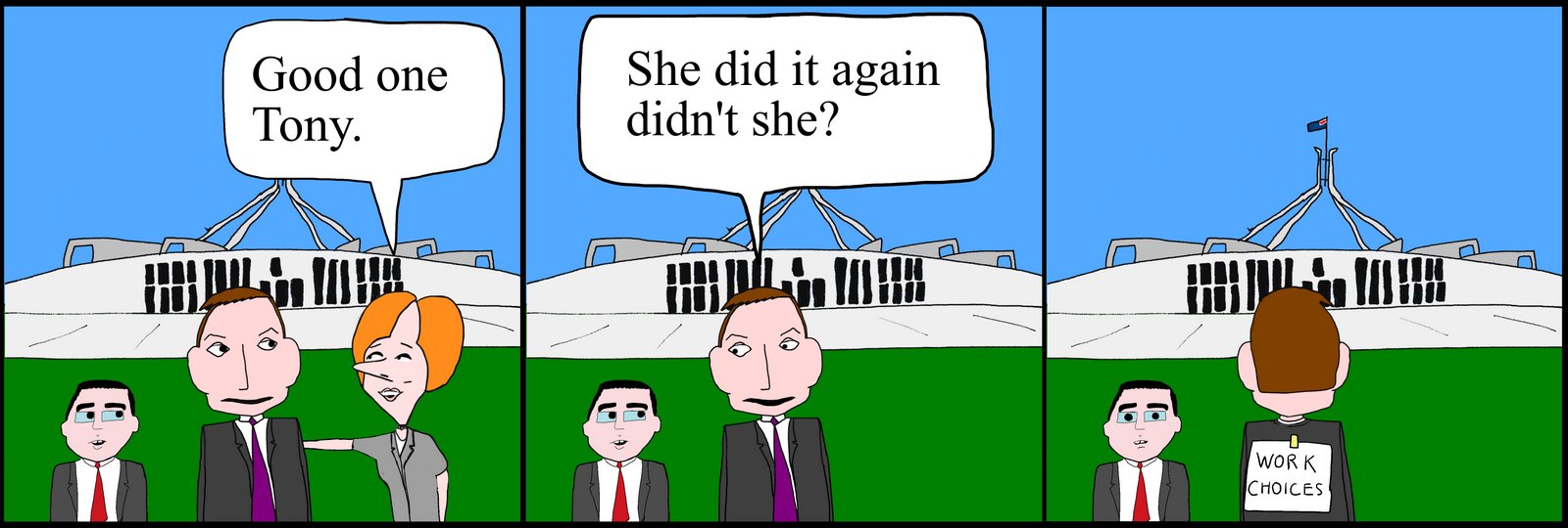 laberal: Julia Gillard attacks Tony Abbott over Qantas. Cartoon.