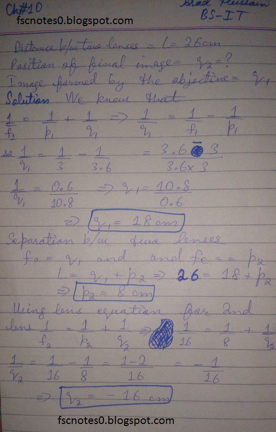 F.Sc ICS Notes: Physics XI: Chapter 10 Optical Instruments Numerical ...