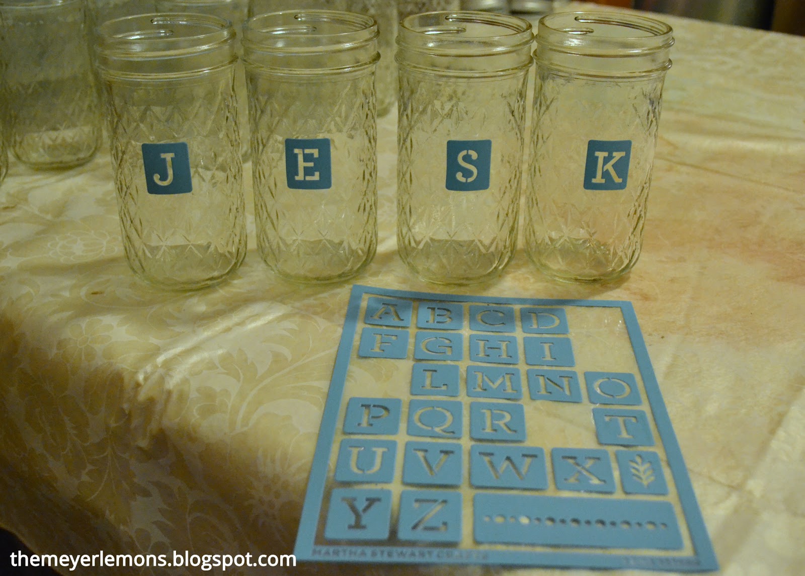 the meyer lemons: Personalized mason jar glass DIY