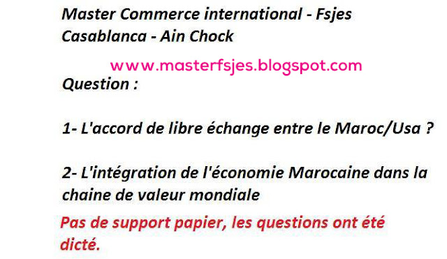 Exemple Concours Master Commerce International - Fsjes Ain Chock ...