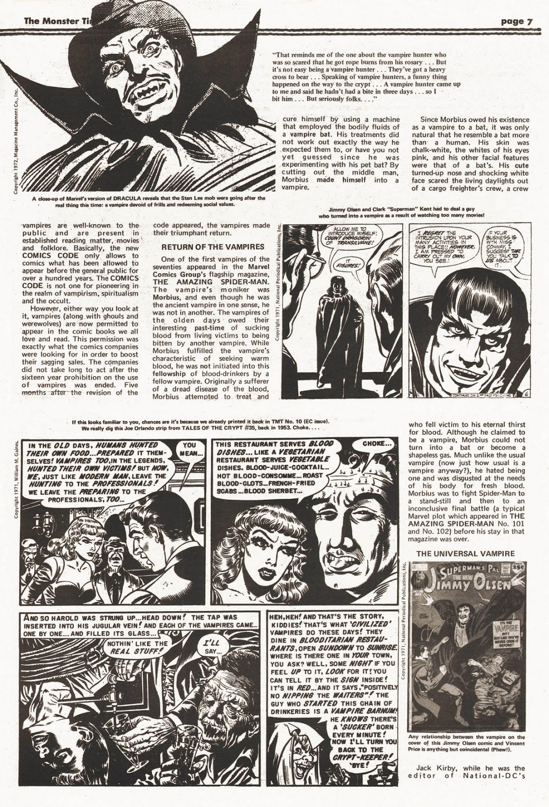 Hairy Green Eyeball 3: MONSTER TIMES #15, 1972 — Vampires in Comics ...