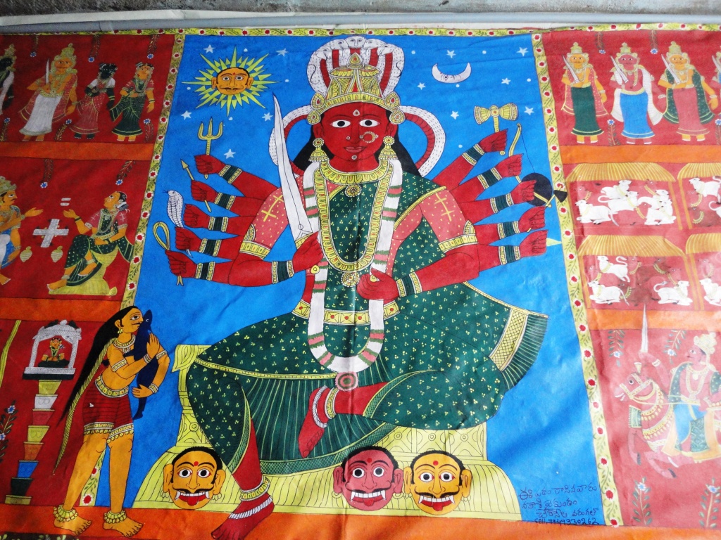 Cheriyal Scroll Paintings by Vaikuntam nakash: cherial sawdust masks