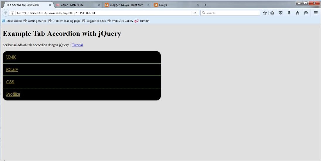 "TUTORIAL MEMBUAT TAB ACCORDION DENGAN JQUERY" ~ Information System