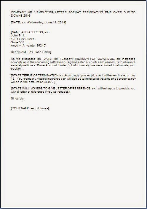 Sample Termination Letter to Employee Due to Downsizing