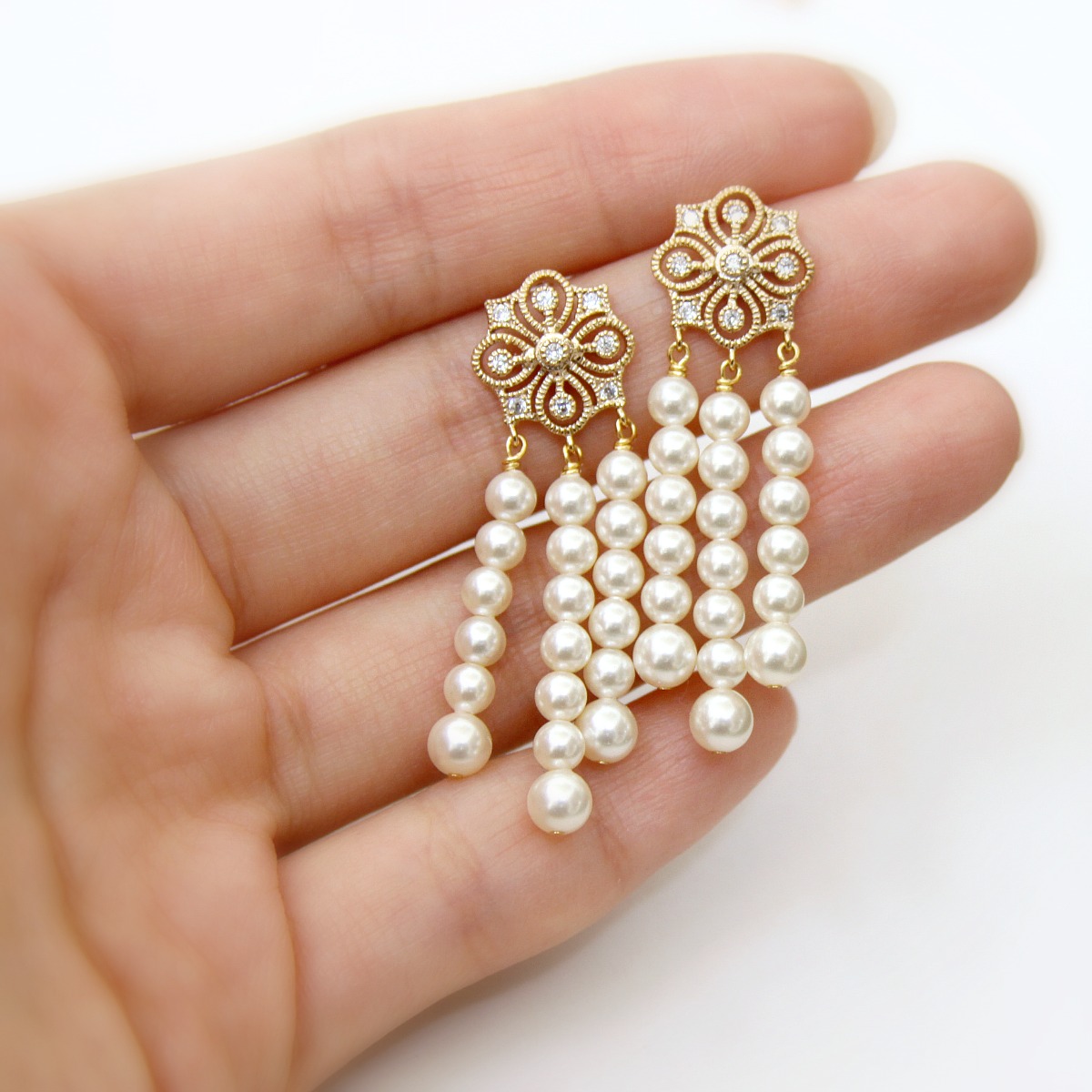 Jewel Me Love: Daisy Earrings. Great Gatsby Inspired Pearl Jewelry