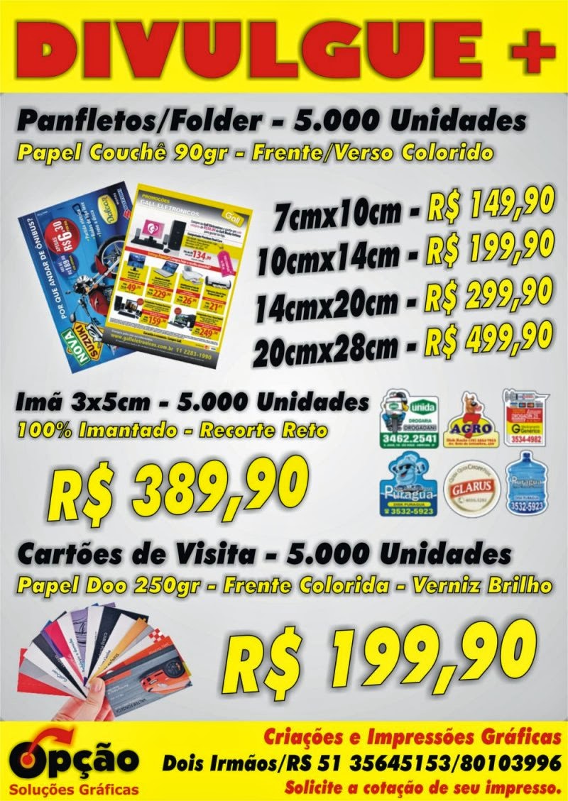 Opção Propaganda & Marketing: Panfletos/Folder - 5.000 Unidades - Papel ...
