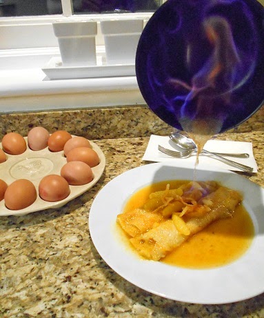 Crêpe suzette flambé au Grand Manier for a hen party near Burford ...