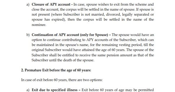 Atal Pension Yojana (APY) - Processing of Premature Exit Request and ...
