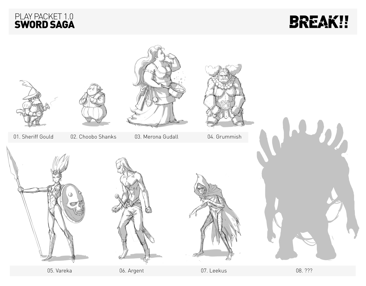 Break!!: Play packet 1: Sword Saga - Principle NPCs