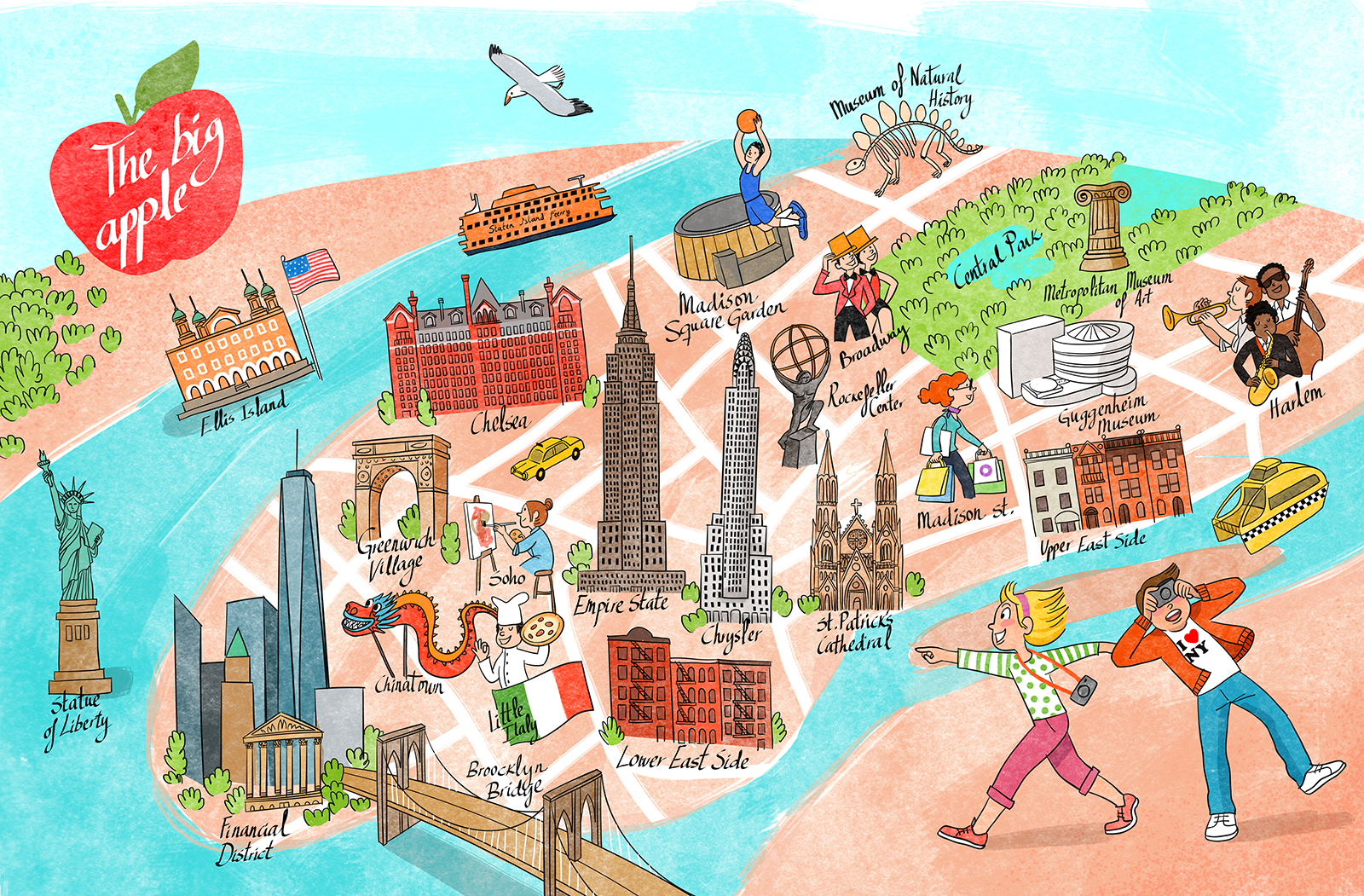 Laura Catalán, ilustración: Mapa de Manhattan / Map of Manhattan