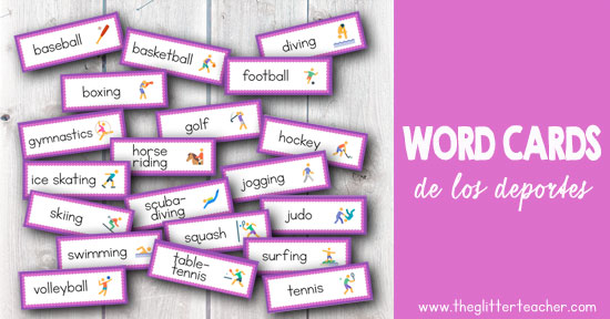 Word cards de los deportes - The Glitter Teacher