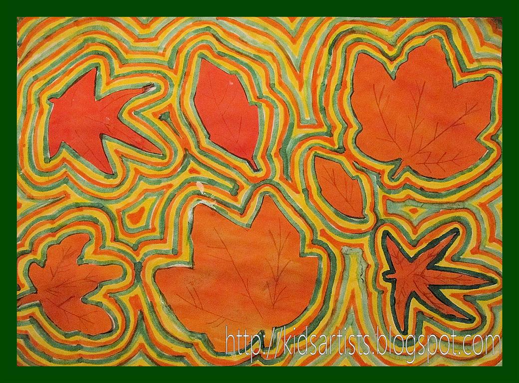 Kids Artists: Outlined autumn leaves