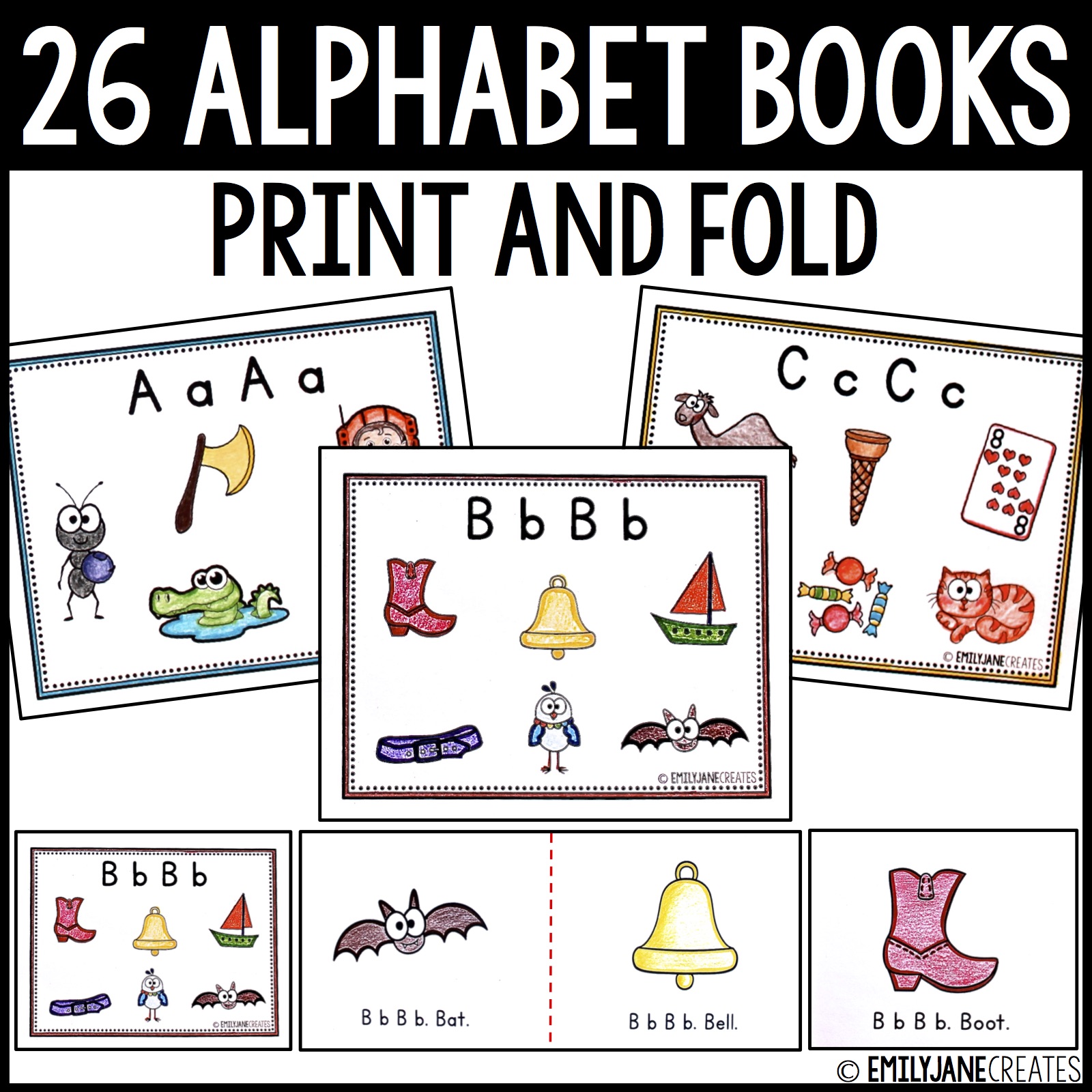 Emily Jane Creates: ALPHABET BOOKS (PRINT AND FOLD)