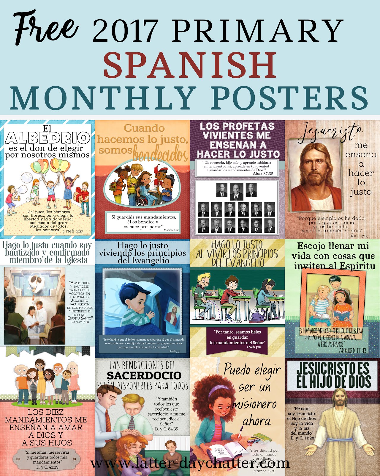 Latter-day Chatter: 2017 Primary SPANISH Monthly Posters