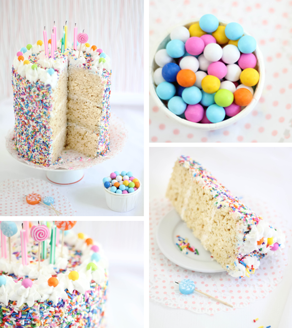 Rice Krispie Treat Sprinkle Cake - Sprinkle Bakes is Four! | Sprinkle Bakes