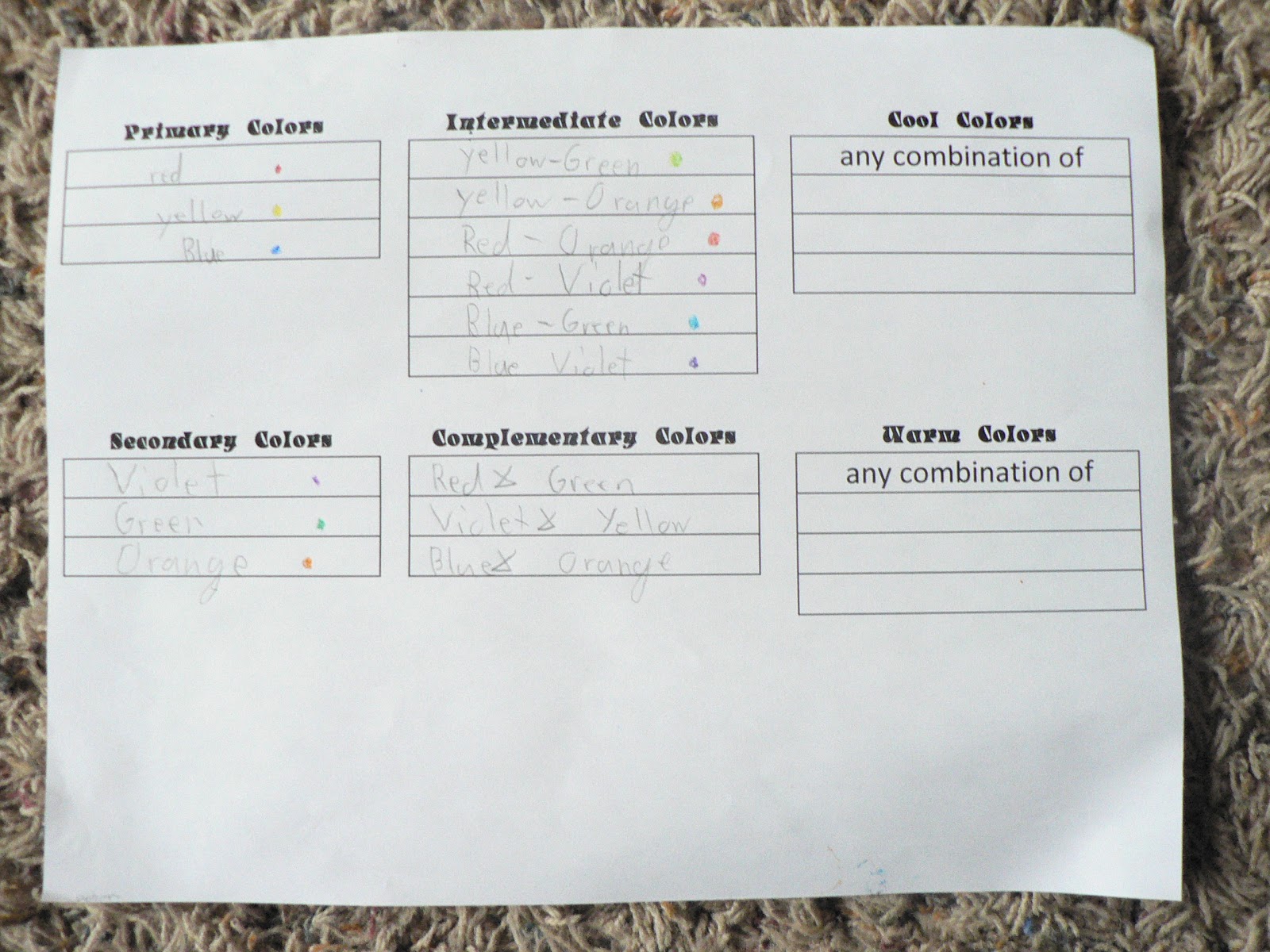 Schooling At Home Happenings: Warm and Cool Colors