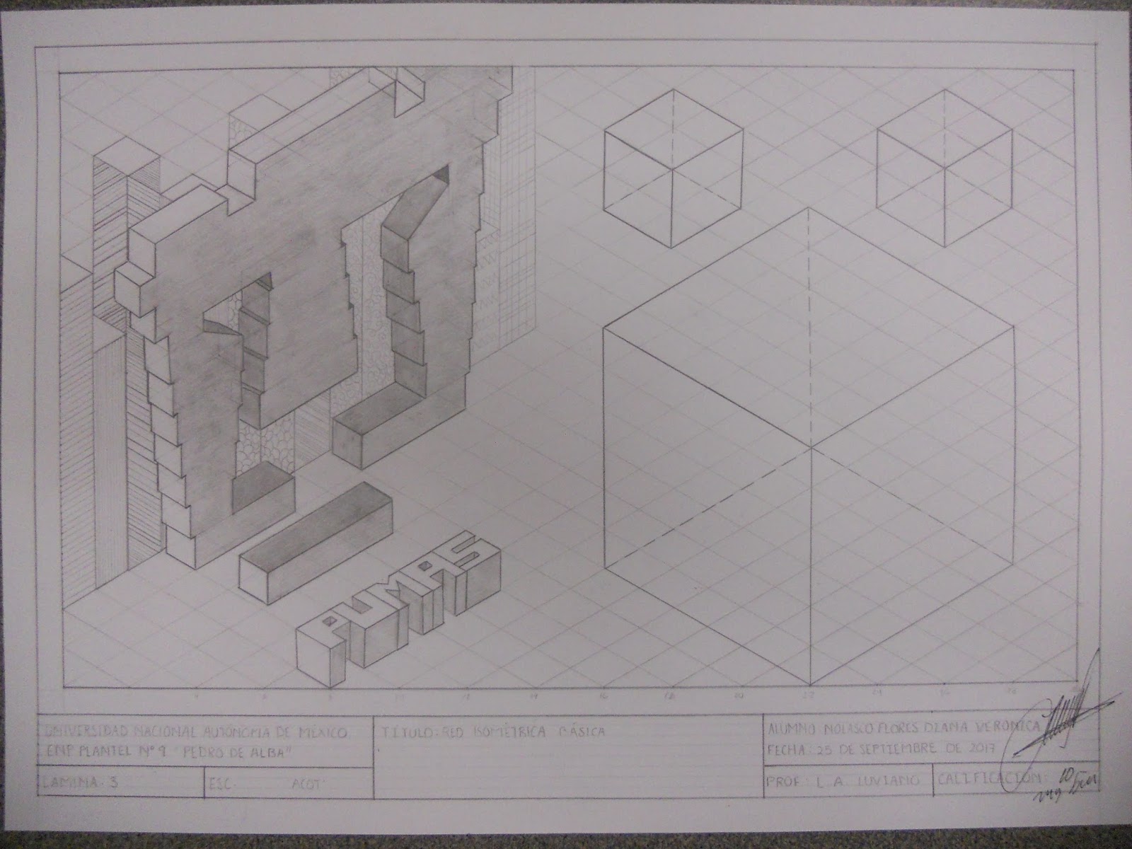 DIBUJO CONSTRUCTIVO II : LÁMINA 3, RED ISOMÉTRICA BÁSICA