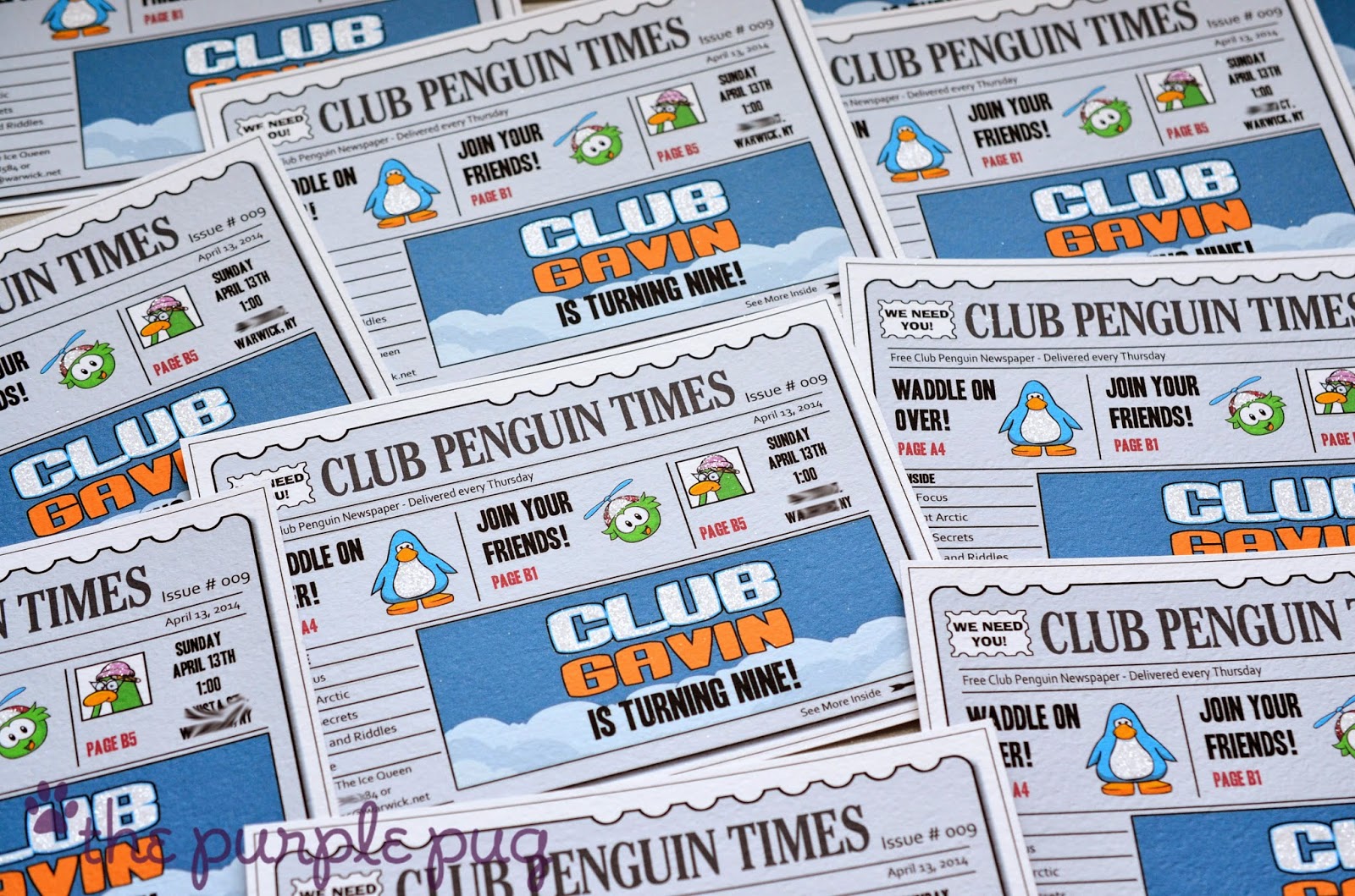 The Purple Pug: Penguins, Puffles + Pickles {Club Penguin for Gavin}