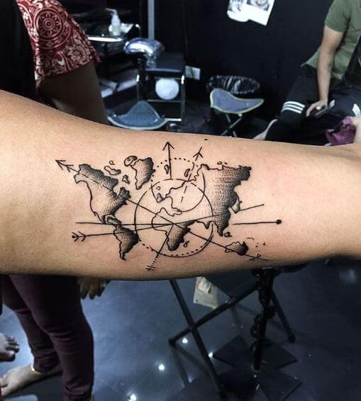 230+ Cool World Map Tattoos Designs (2019) Geography, Continent ...