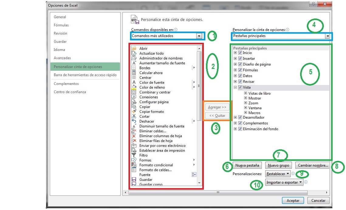 Aprendiendo Excel: Cinta de opciones y personalización