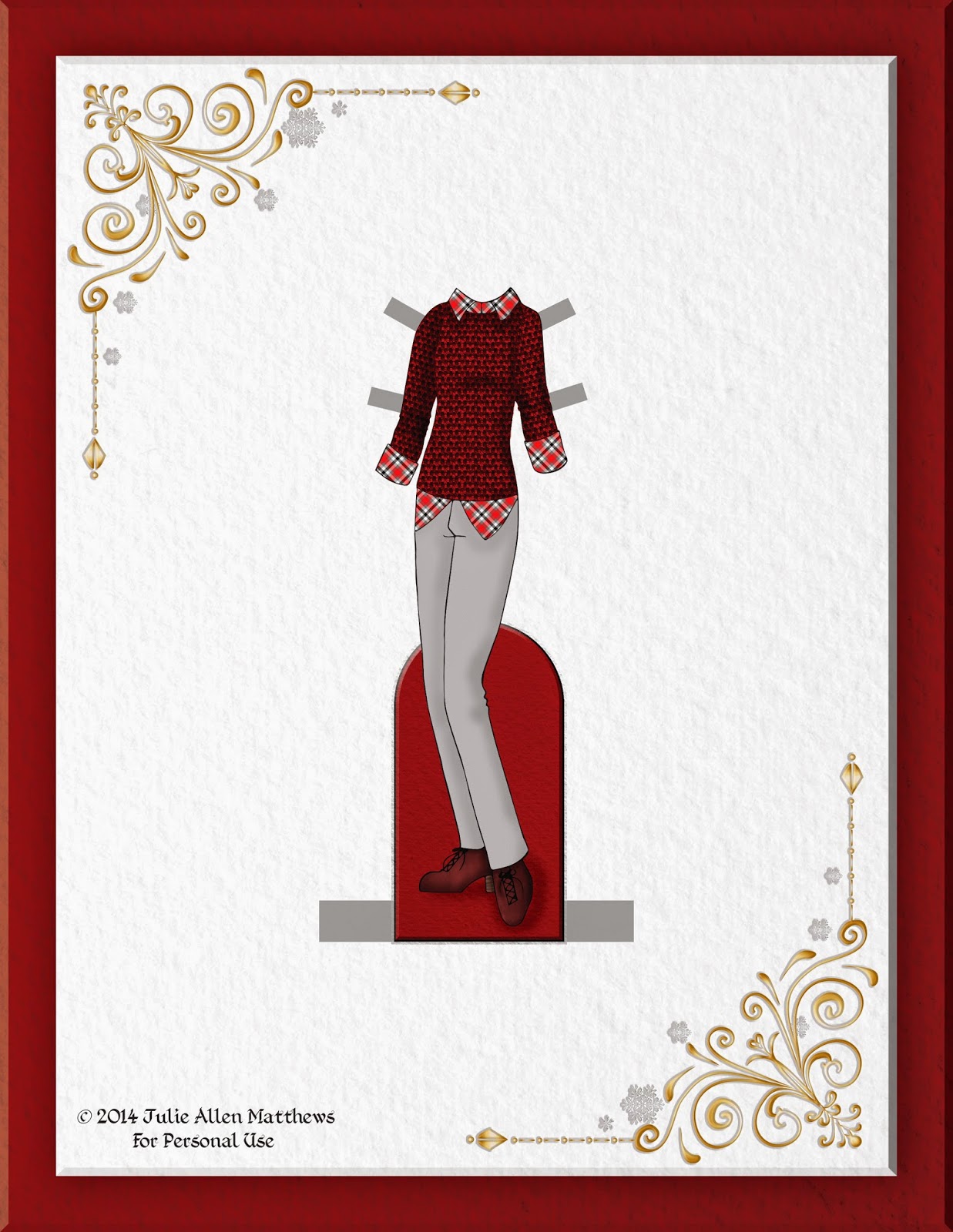 Paper Doll School: December Paper Doll - Outfit 7 in Red